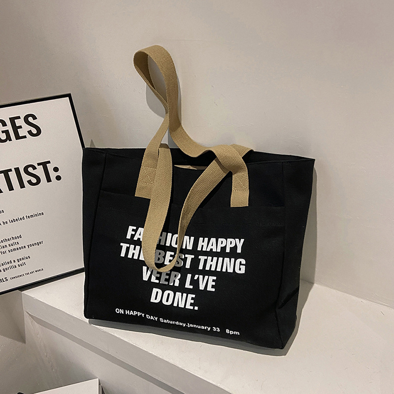 Canvas Tote Bags For Women Large Capacity Single Shoulder Bag Student ...