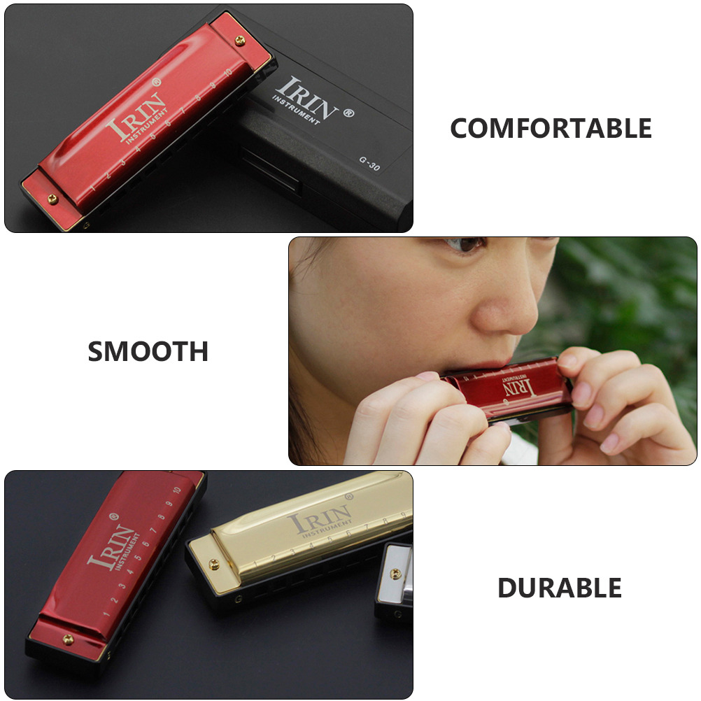 10 Hole 20 Tone Harmonica Responsive Tones Key Of G Metal Over-Blowing ...