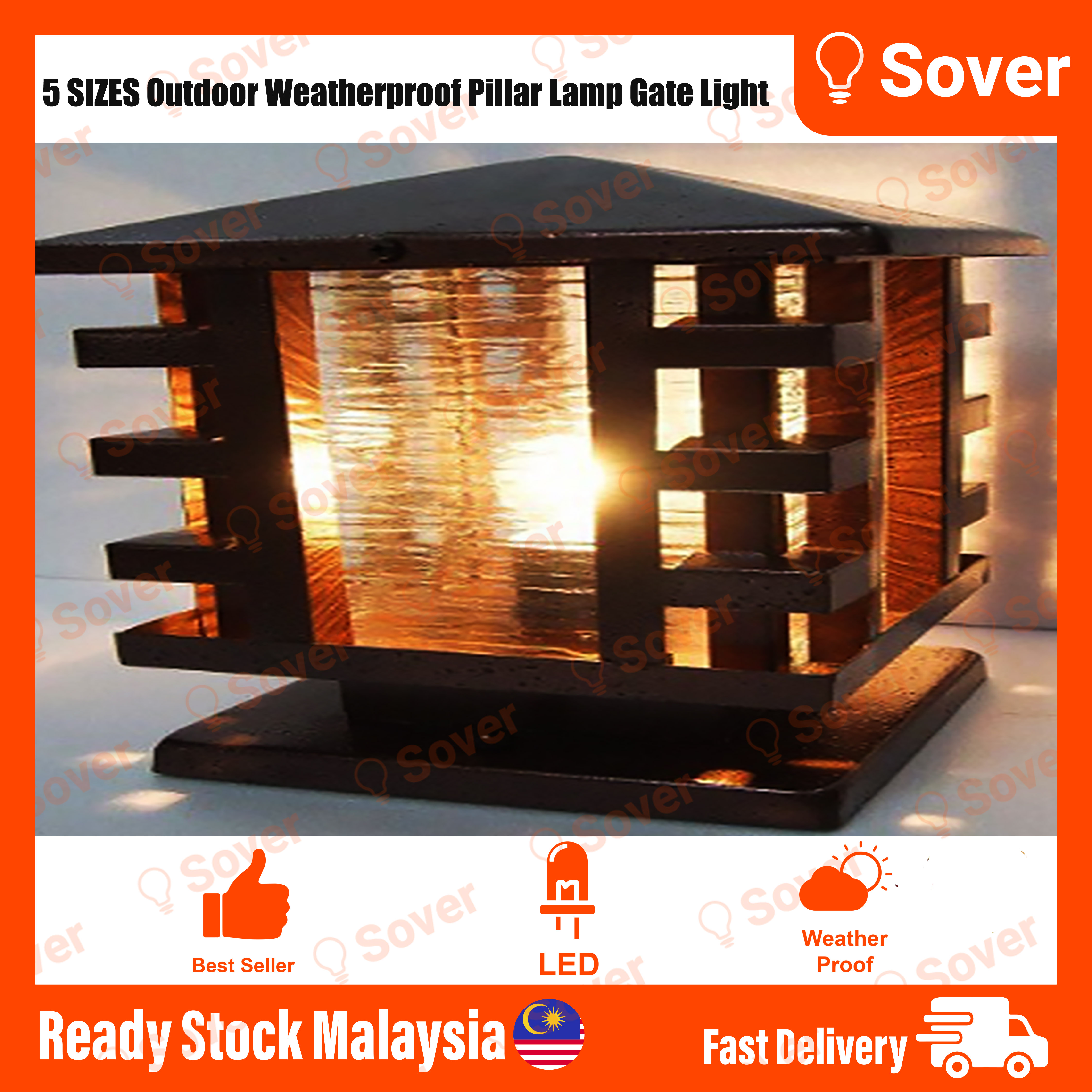 ANTIK 16 inches 400MM Outdoor Weatherproof Pillar Lamp / Gate Light ...