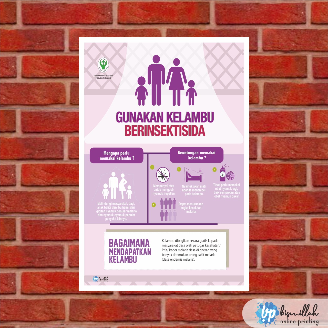 Poster Kesehatan Gunakan Kelambu Berinsektisida | Lazada Indonesia