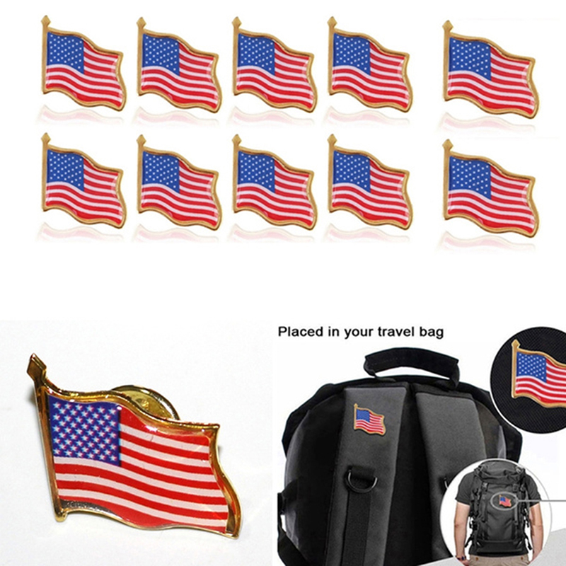 American Flag Lapel Waving Pin Proudly USA Tie Tack Badge Bag Brooch ...