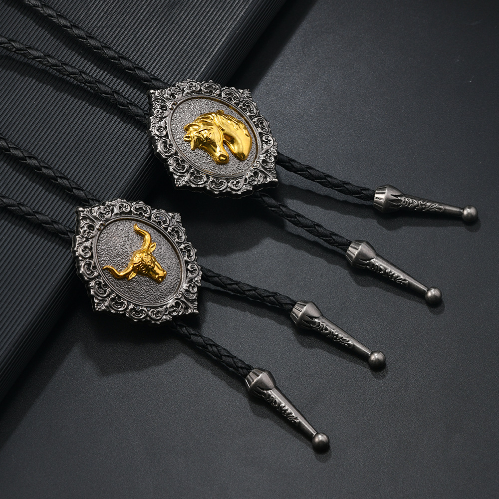 【Trendy Taurus Horse Pendant Men's Western Denim Style Long Necklace ...
