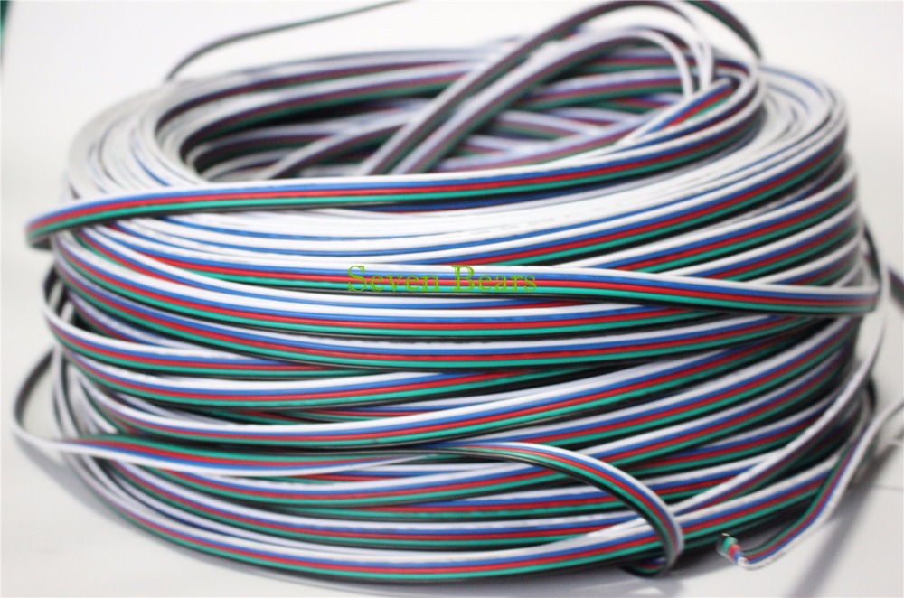 【TopazTrove】10m 20m 50m 5 pins RGBW RGBWW Extension Cable Connector ...