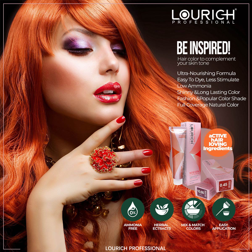 Lourich Professional Keratin Complex Hair Dye Color Cream - 4.18 Deep ...