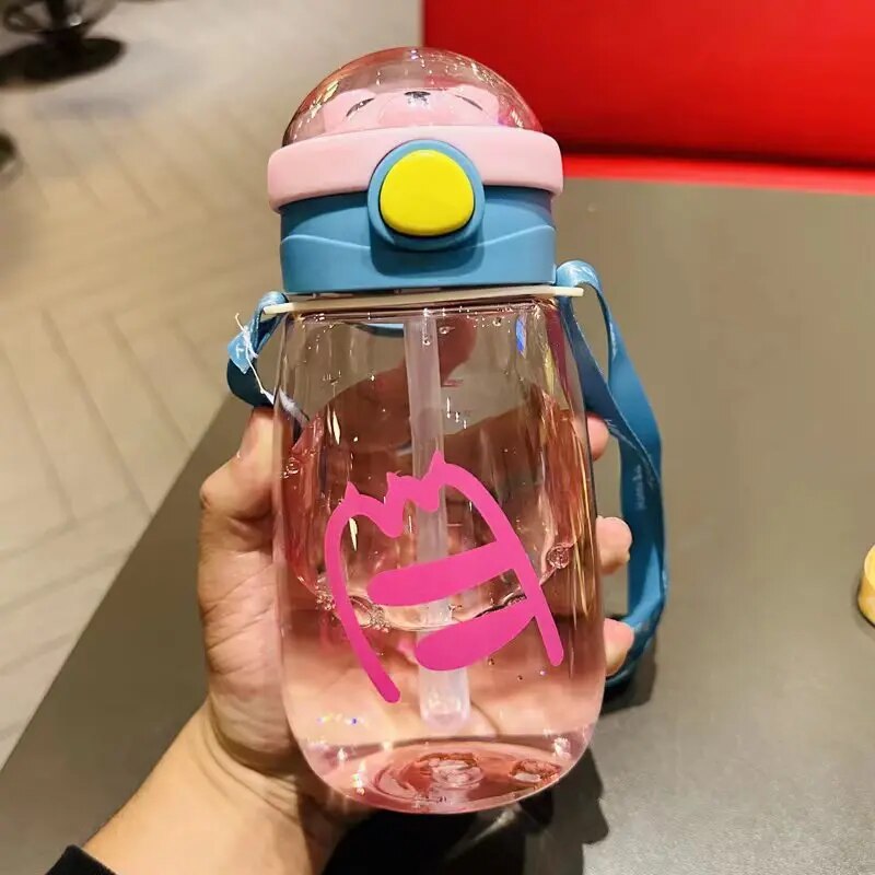 Children's Cute Water Bottle Kawaii Plastic Cup with Lid Girl Cartoon Portable Student School ...