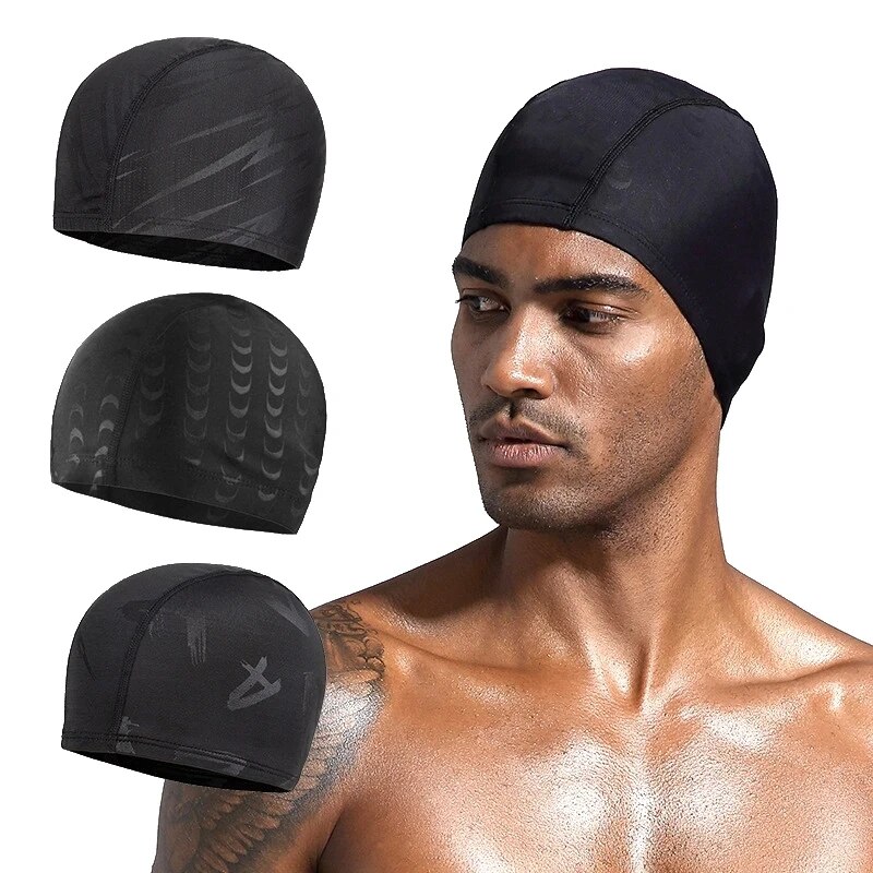 Shark Skin Fabric Swimming Cap Swiming Pool Protect Hair Ears Caps Hat ...