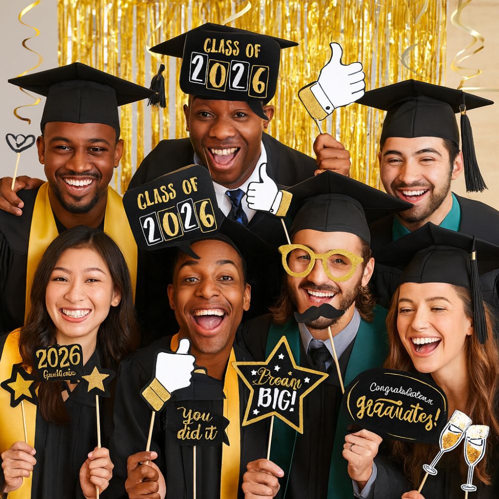 25pcs Party Supplies Black Graduation Photo Props Class of 2026 ...