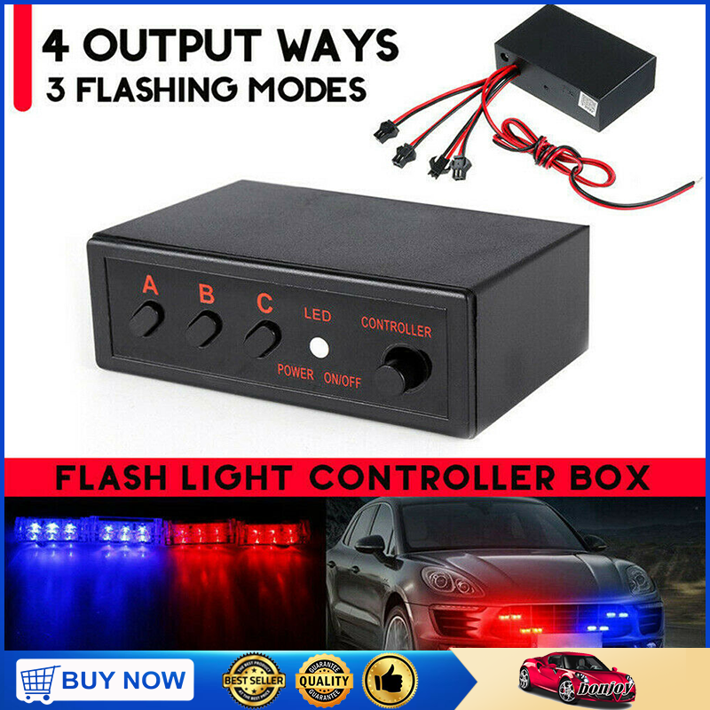 4 Ways 12V LED Strobe Flash Light Lamp Emergency Daytime Running Lights ...