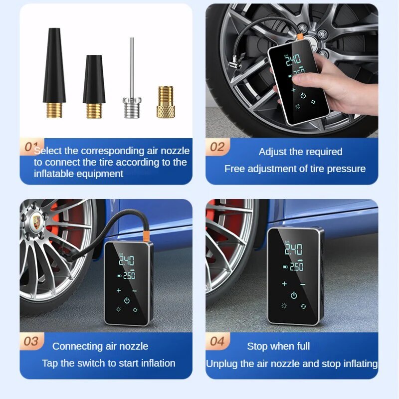 Wireless Air Pump 150psi Touch Screen Portable Electric Tire Inflator ...