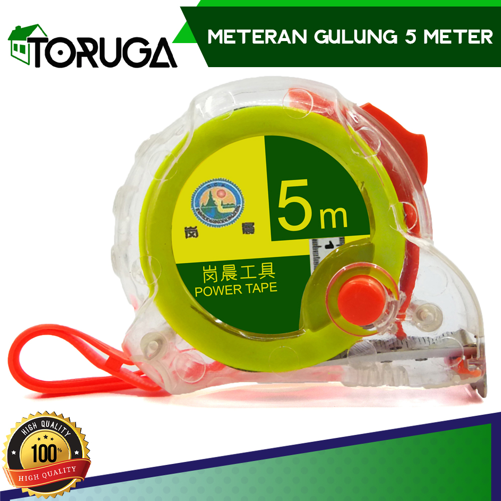 METERAN 5M Fitur Pengunci Pengukur POWER TAPE TRANSPARAN 5 M Meter ...