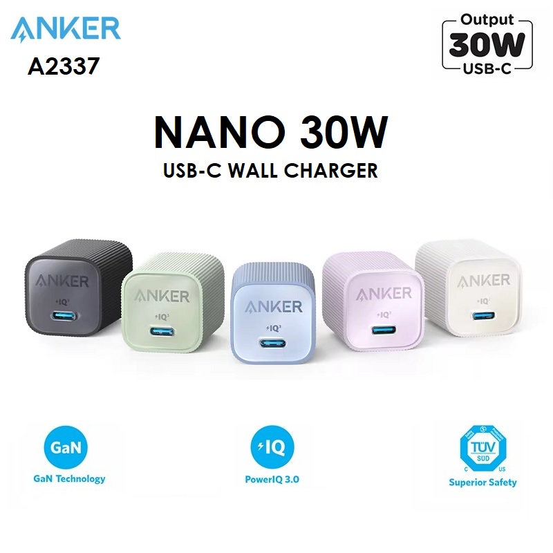 ANKER A2337 - Nano USB-C Wall Charger 30W - Support Fast Charging ...