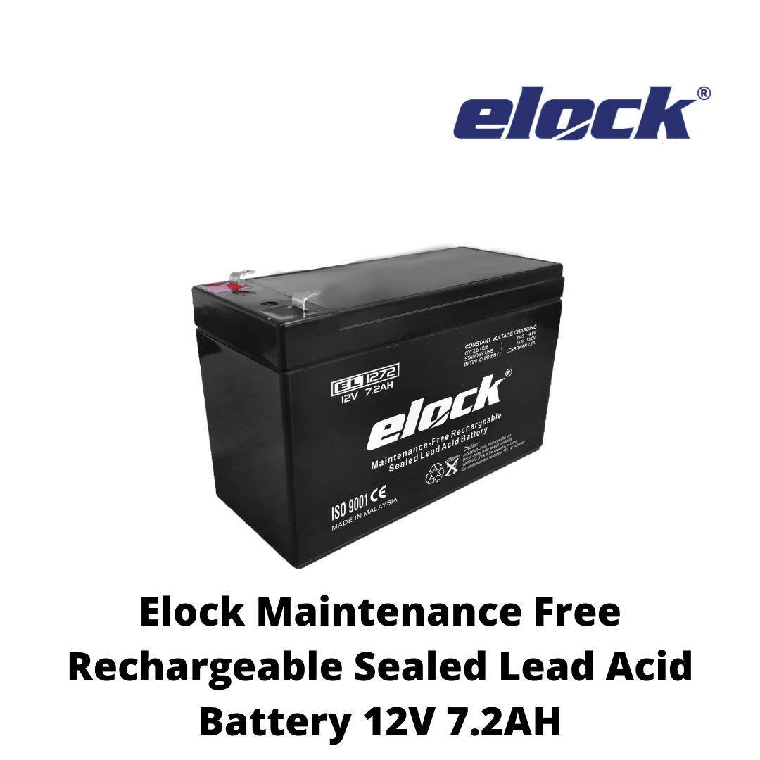 Elock Maintenance Free Rechargeable Sealed Lead Acid Battery 12V 7.2AH | Lazada