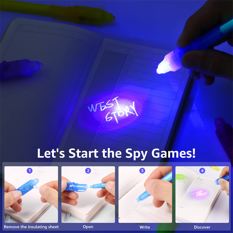 【The Quiet Page】20pcs Invisible Ink Pen With Uv Light Pens For Writing ...