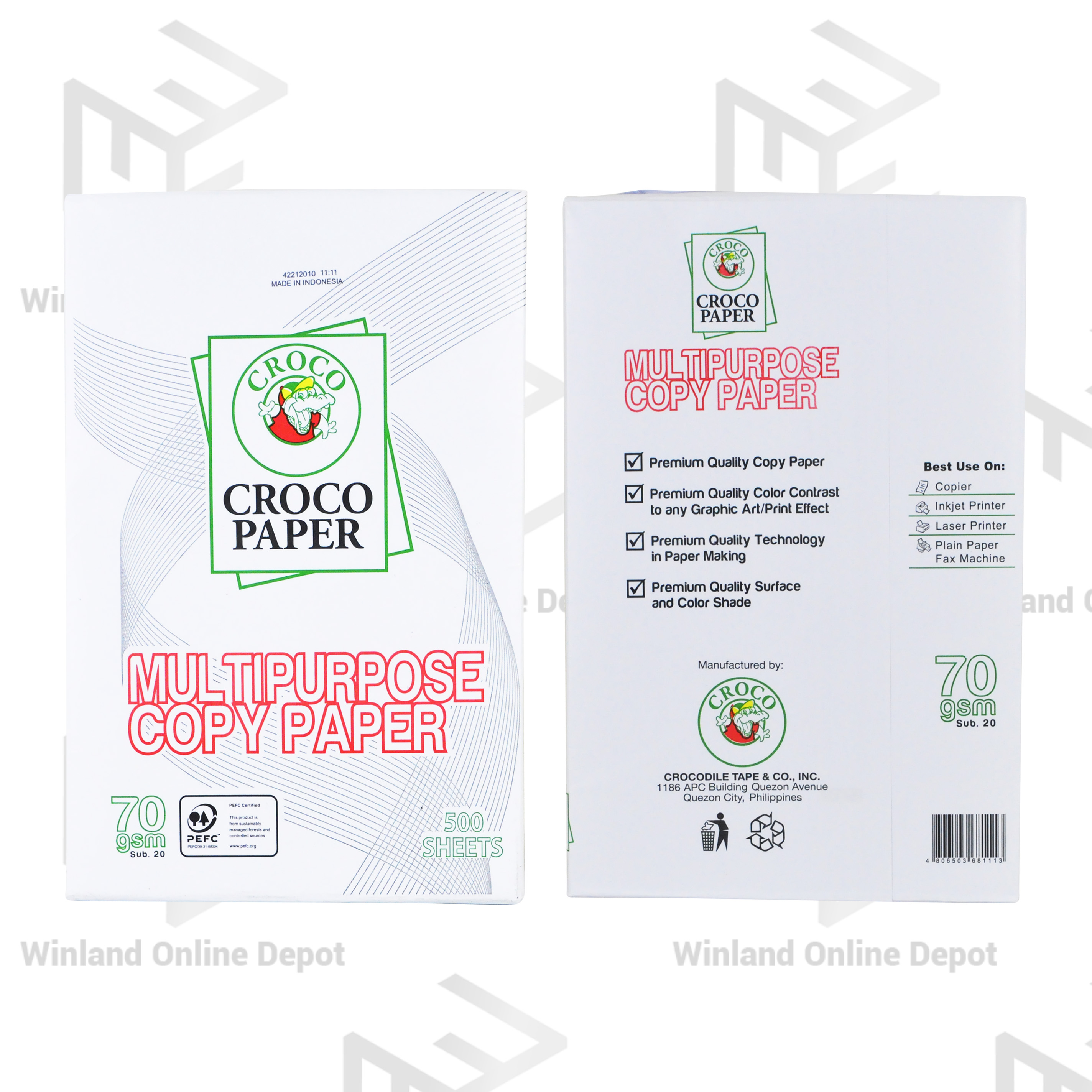 Croco by Winland Multipurpose Copy Paper / Bond Paper Long & Short Sold ...