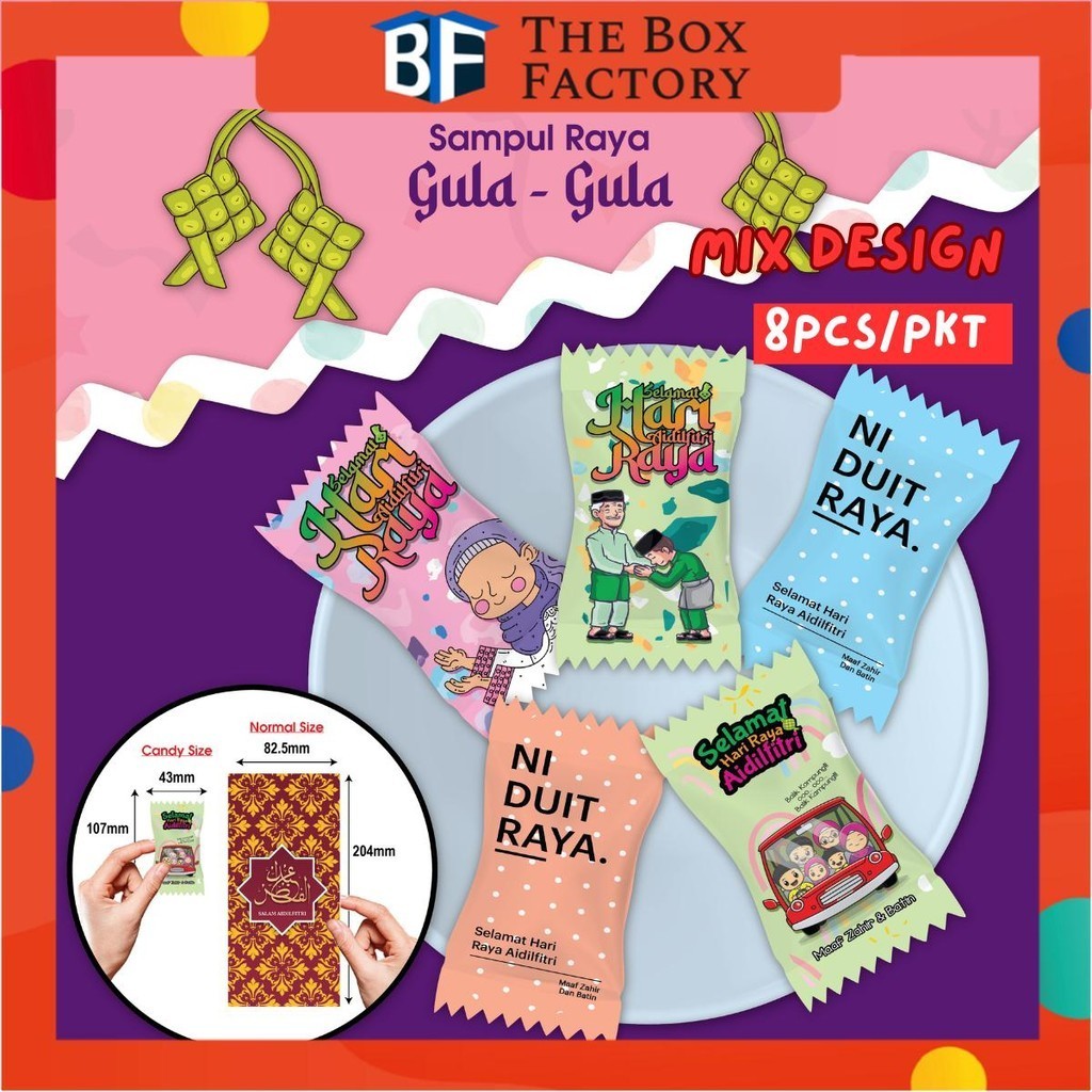 [8pcs/Pkt ]Sampul Raya Gula SMALL SIZE Aidilfitri Kartun Angpau Packet ...