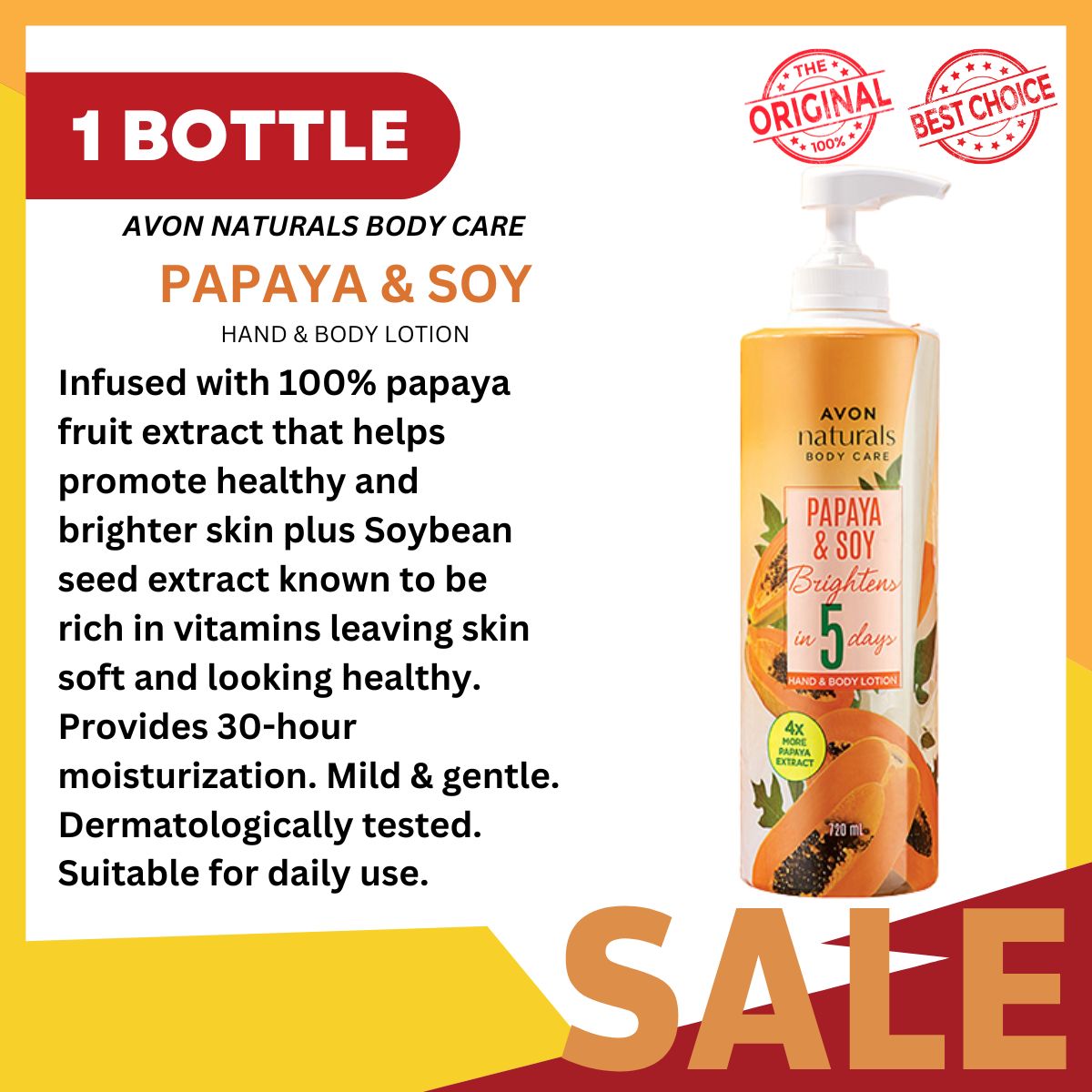 AVON Naturals Papaya & Soy milk Lotion 720ml ( 1 BOTTLE ) | Lazada PH