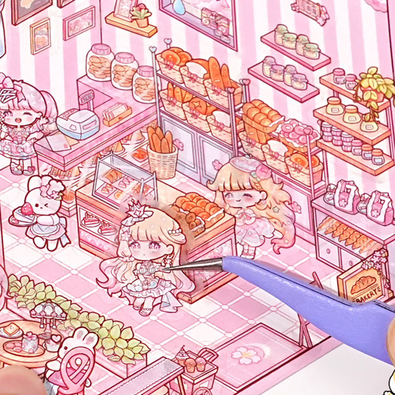 1Set DIY Cabin Scene Stacking 3D Stickers Three-dimensional Cartoon ...