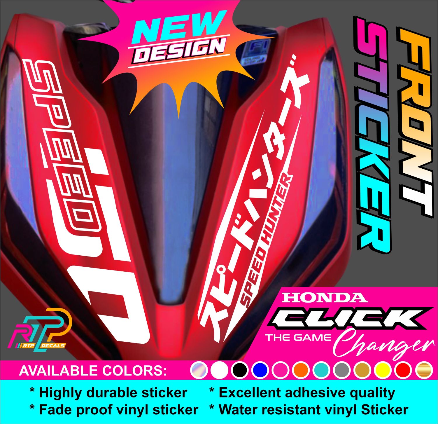 Honda Click Speed Hunter Front Cover Decals Sticker ( New Design ...