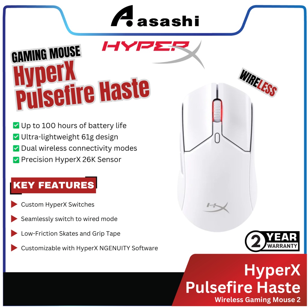 HyperX Pulsefire Haste White Wireless Gaming Mouse 2 | Lazada