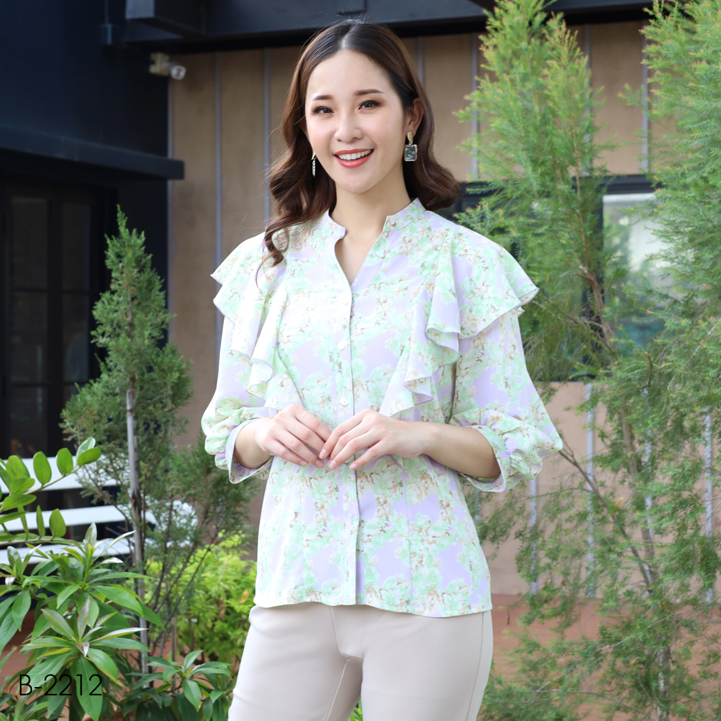 MIKIKO Blouse MI-B2212 ชิฟฟอนชีราเม้นท์ แขนยาว IGPU22-4 - MIKIKO MKK - ThaiPick