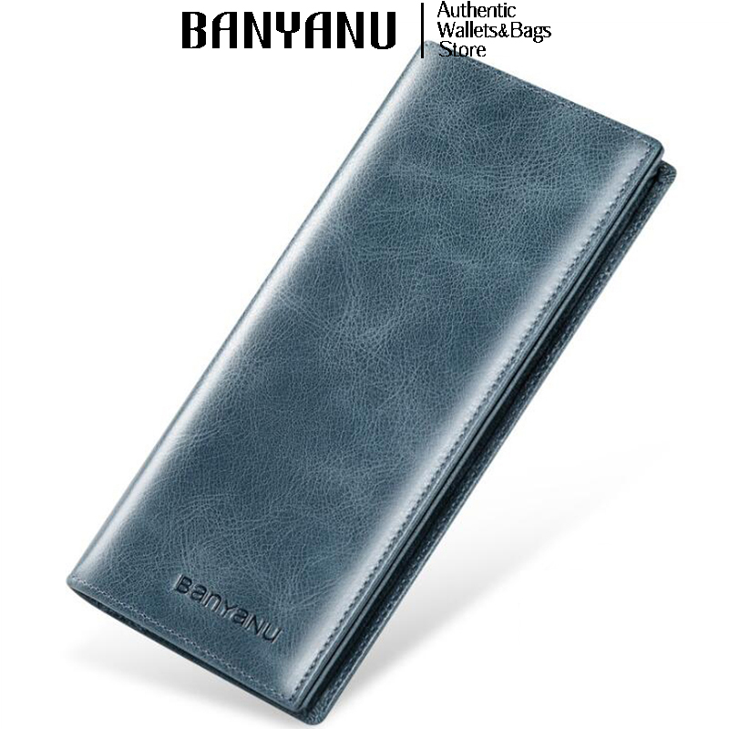 BANYANU Ultra Thin Men Wallet Anti RFID Card Holder Long Purse Cow ...