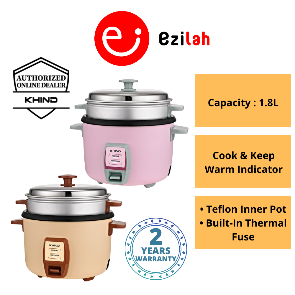 Khind Rice Cooker 1.8L - RC-918T ( Cream Magnolia/Light Pink ) | Lazada