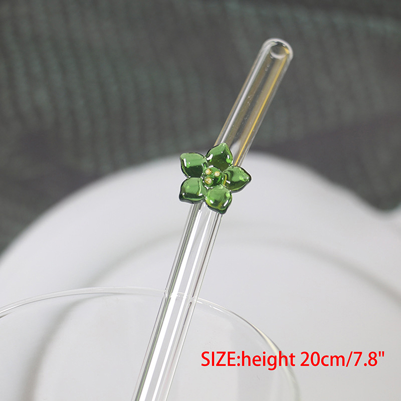 Flower Glass Straw, Reusable Drinking Straws Cute Butterfly Heat ...