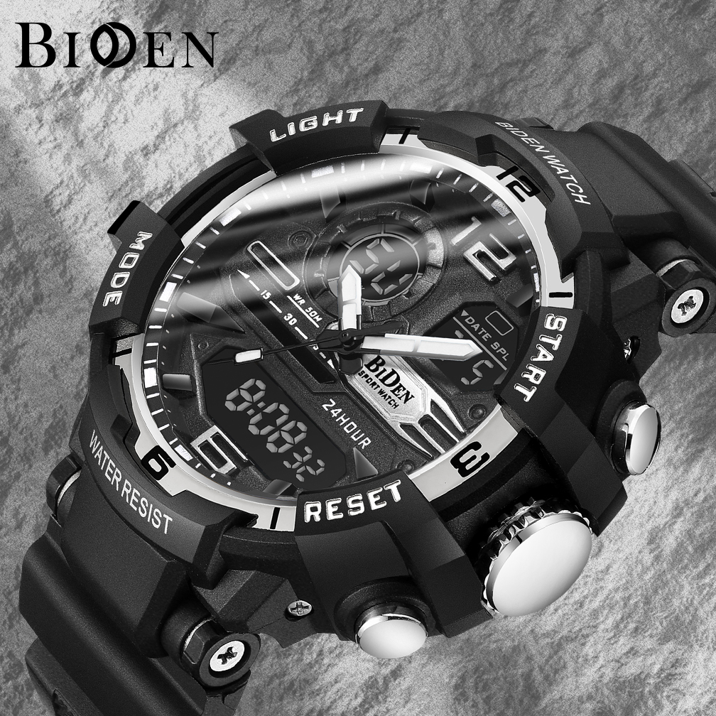BIDEN Jam Tangan Pria Original Anti Air LED Digital Analog Jarum Dual ...