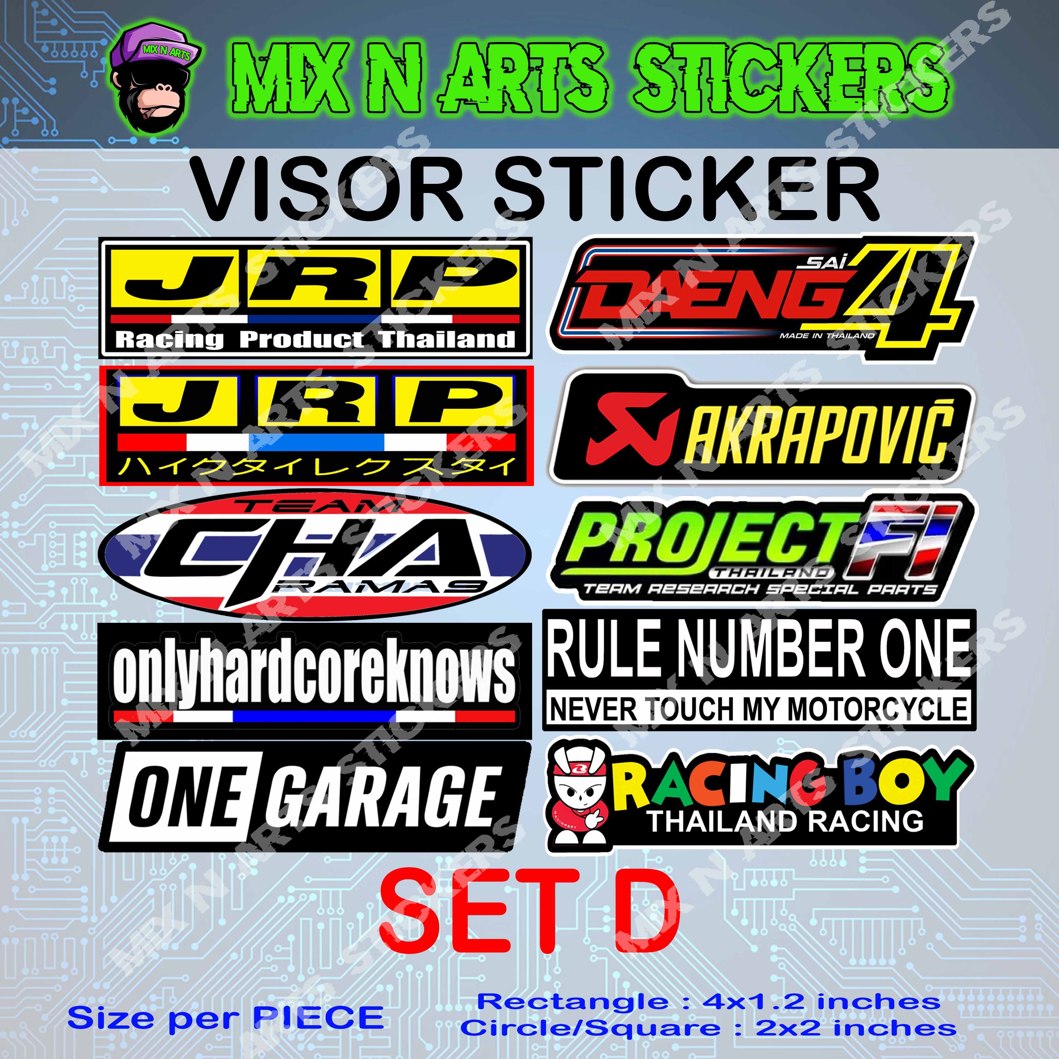 Motorcycle Visor Sticker 10pcs per SET - Laminated Vinyl | Lazada PH