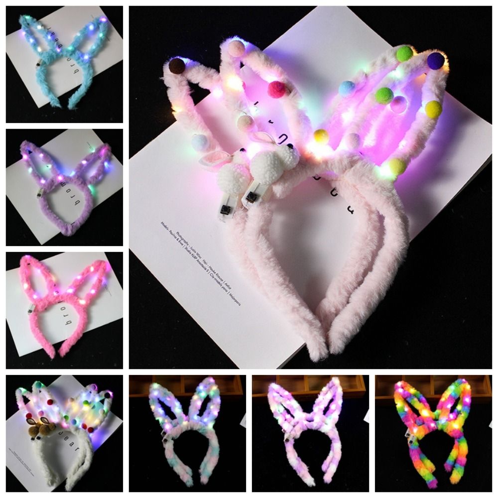 Hair Accessories LED Lights Rabbit Ears Glow Hair Band Luminous Fashion ...