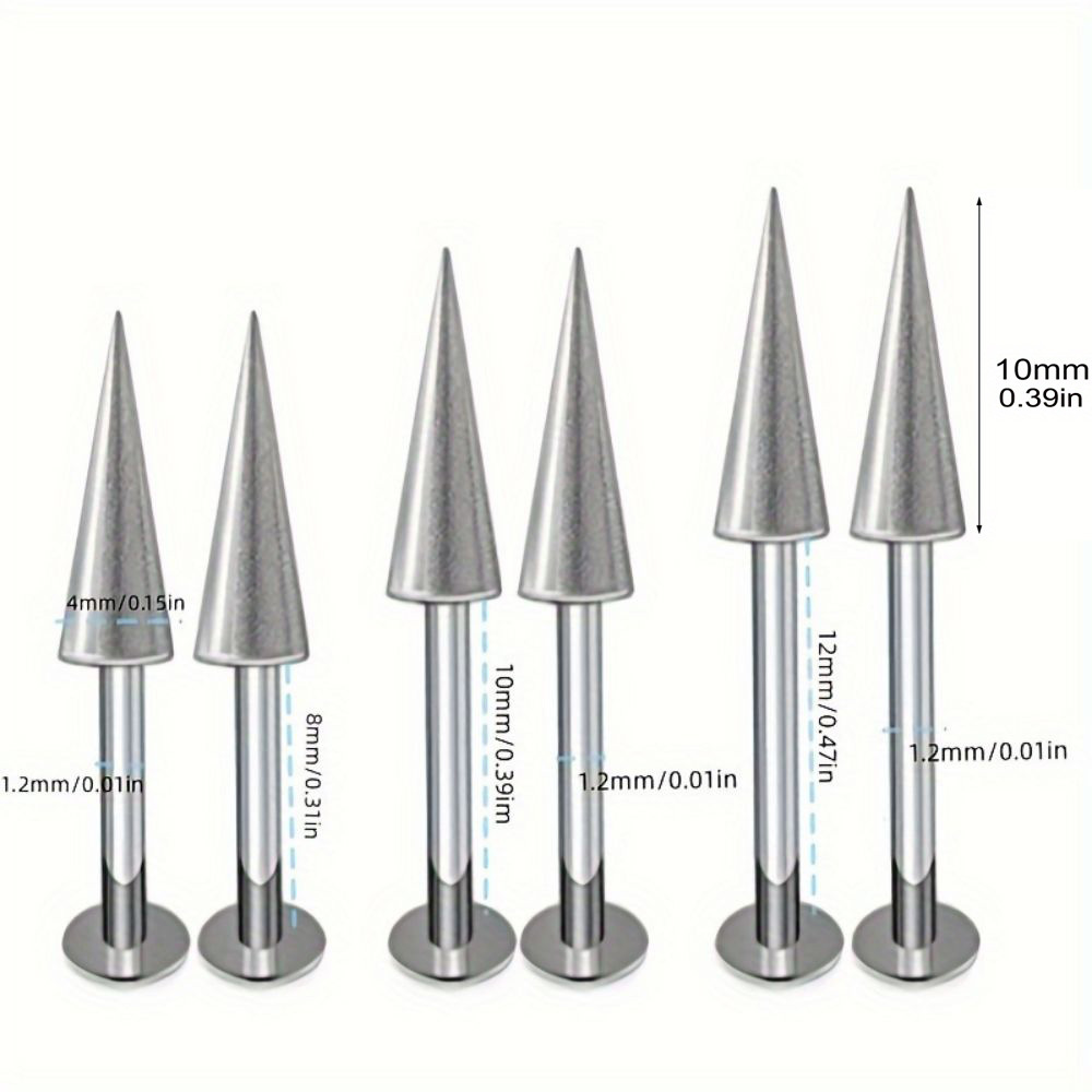 6 px Stainless Steel Lip Spike Cone silver Piercing Jewelry Combination ...