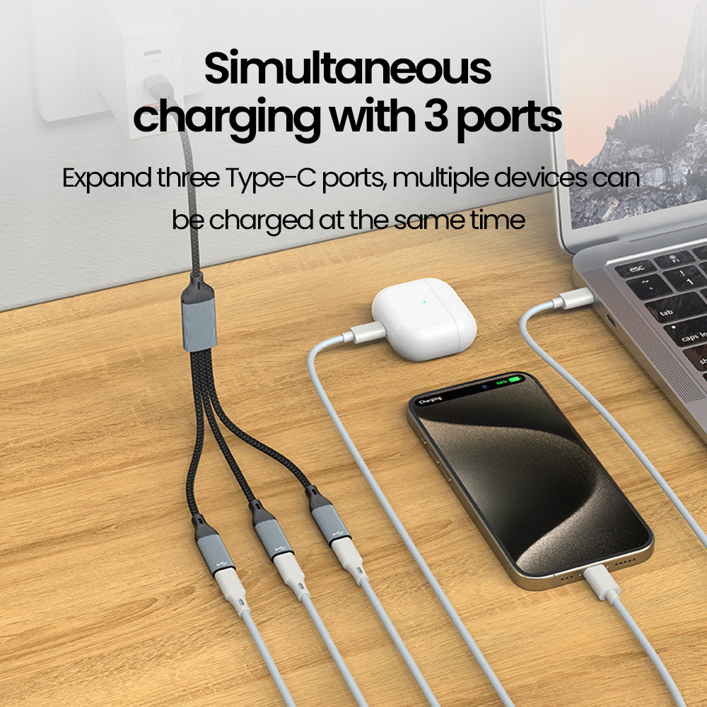 3 in 1 USB Type C HUB Multiple Splitter Adapter OTG Data Transfer 3/2 ...