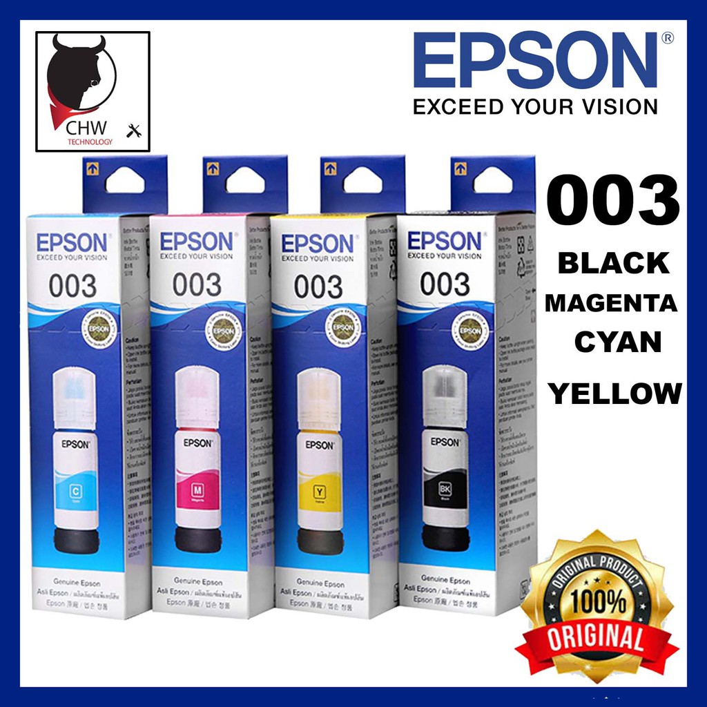 ORIGINAL EPSON 003 REFIL INK BLACK C,M,Y FOR PRINTER L3110 L3150 | Lazada