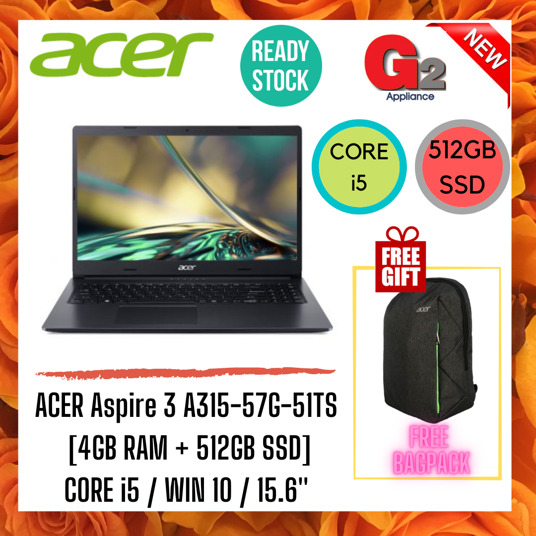 Acer Aspire 3 A315-57G-51TS 15.6" FHD Laptop Charcoal Black ( I5-1035G1, 8GB, 512GB SSD, MX330 ...