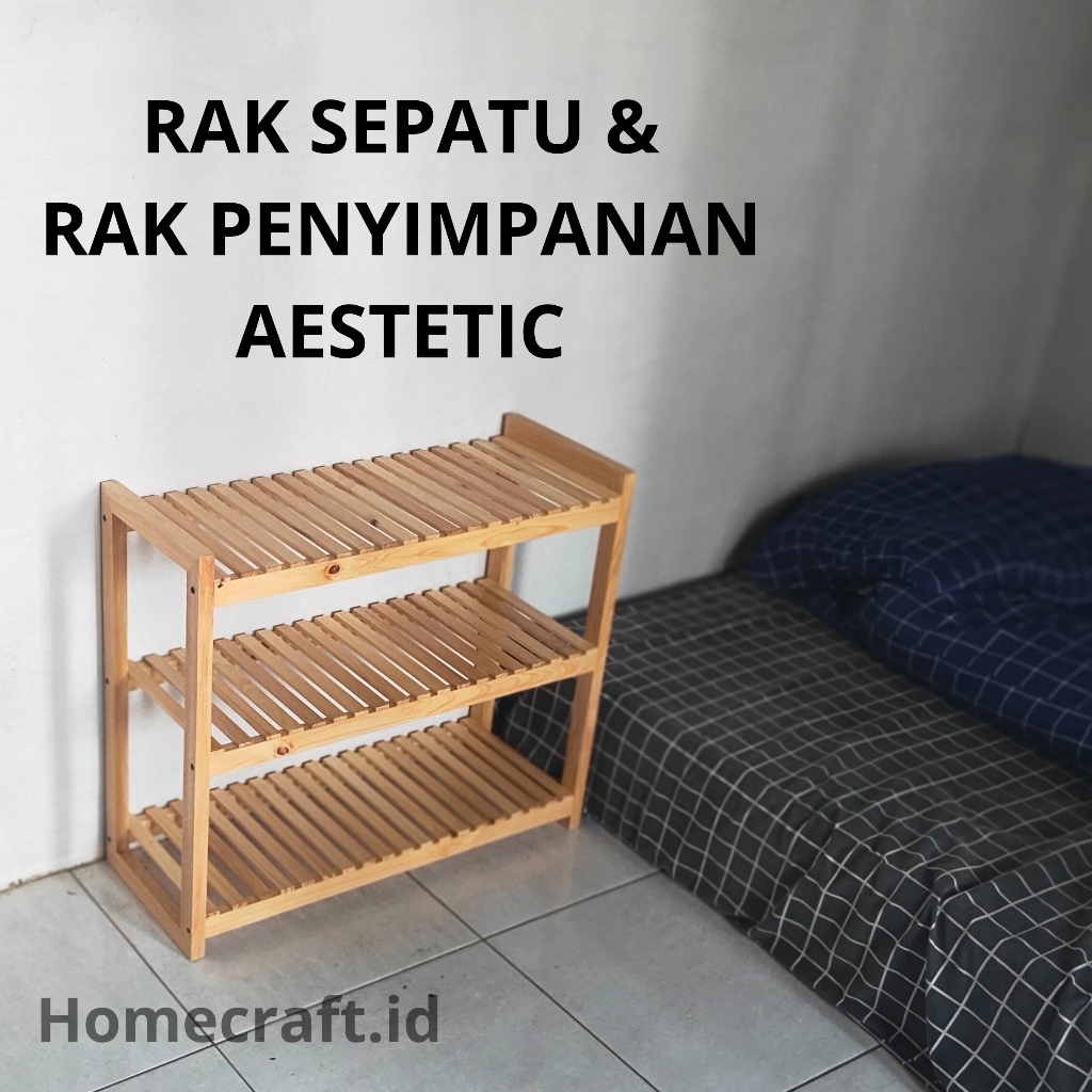 RAK SEPATU / RAK PENYIMPANAN ESTETIK 3 Tingkat Extra Besar model Palet ...
