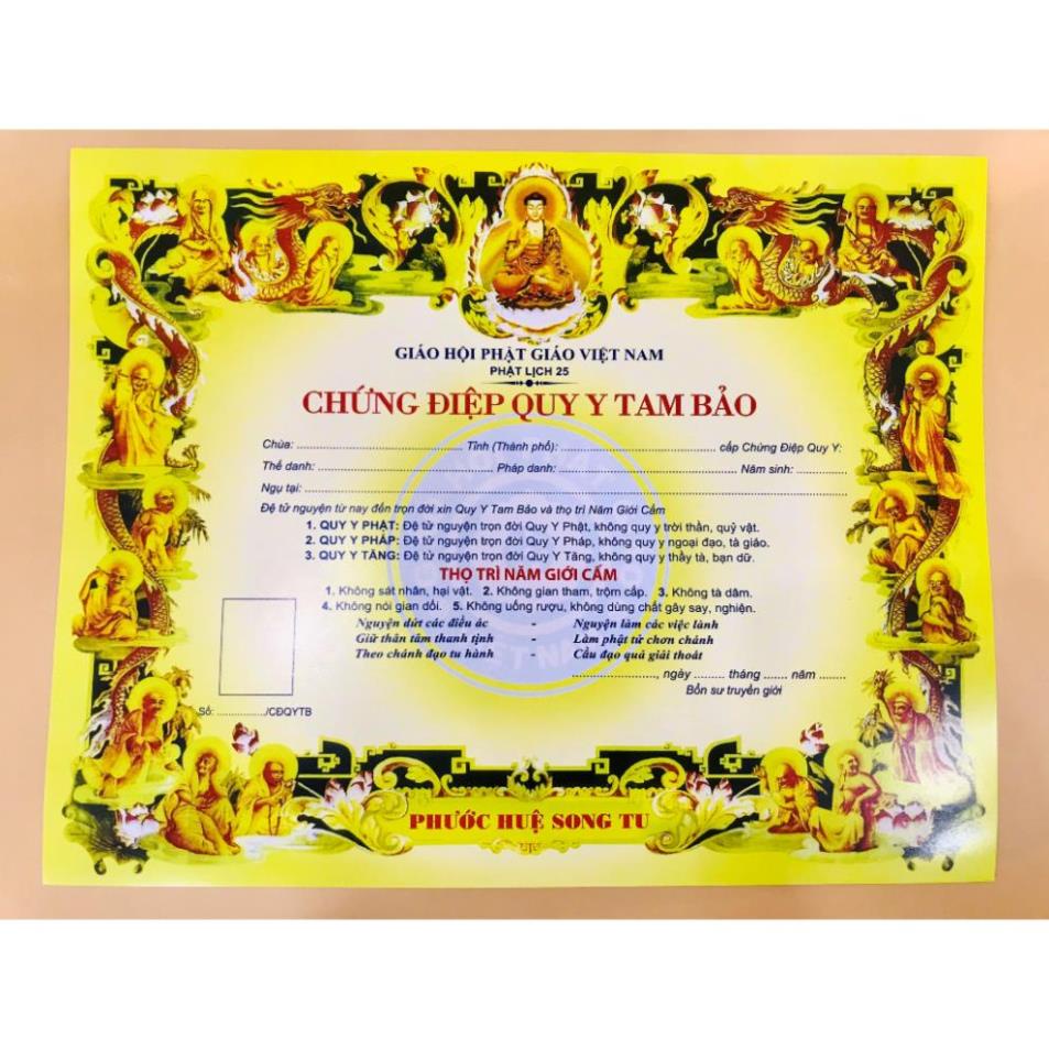 Tờ giấy chứng điệp quy y TAM BẢO - tờ điệp quy y co 3 mẫu | Lazada.vn