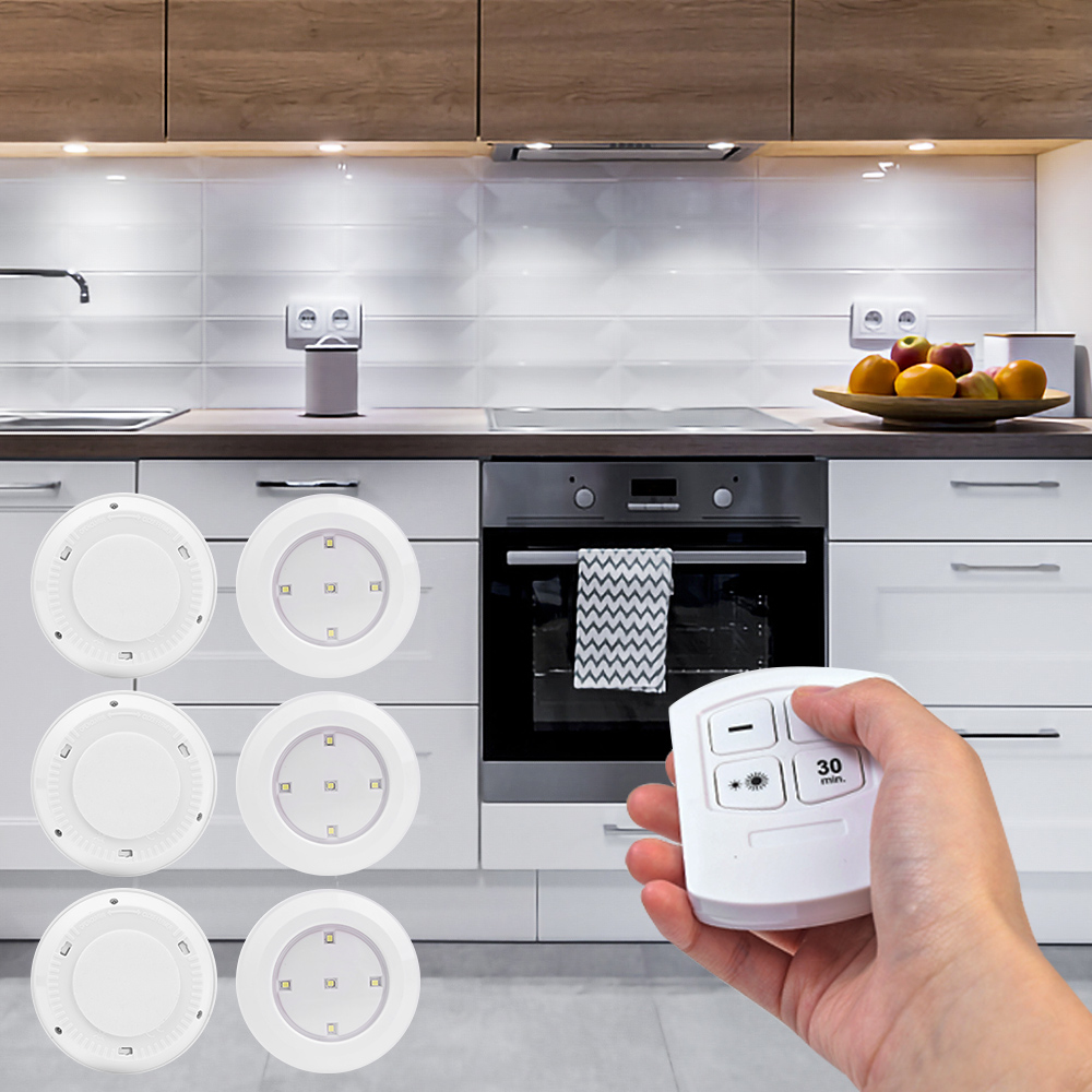 1/4PCS Remote Control Cabinet Light Battery Powered Night Light ...