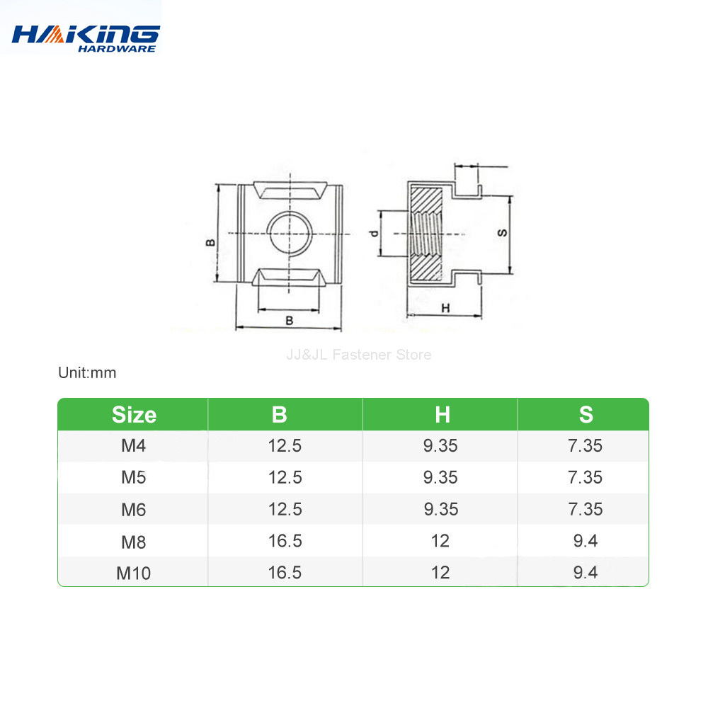 M4 M5 M6 M8 Square Hole Hardware Cage Nuts 5/10 Pcs Stainless Steel ...