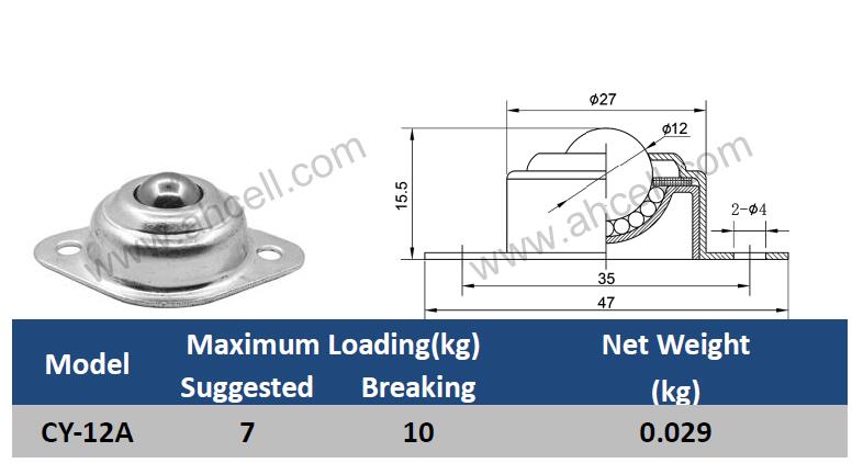 12mm Bearing Roller Mini Size Full Carbon Steel Flange Screw Bolt Mount ...