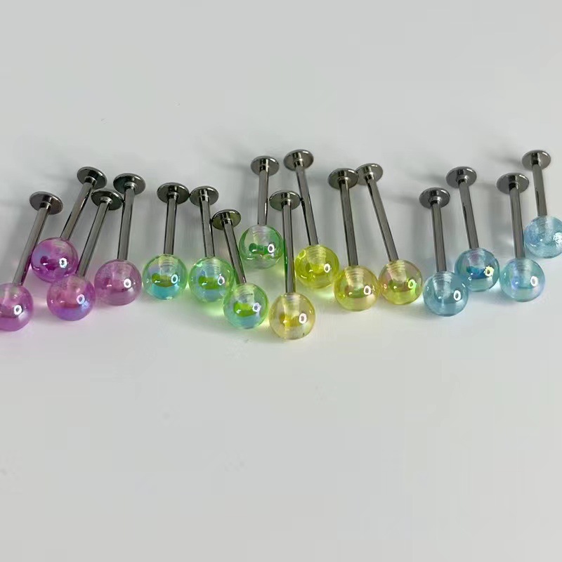Acrylic Laser Ball Lip Nail T-shaped Flat Bottom Ear Nail Ear Bone Nail ...