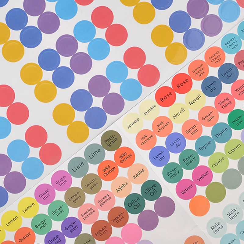 1Set 192 Pcs Pre-Printed Essential Oil Bottles Cap Lid Labels Round ...