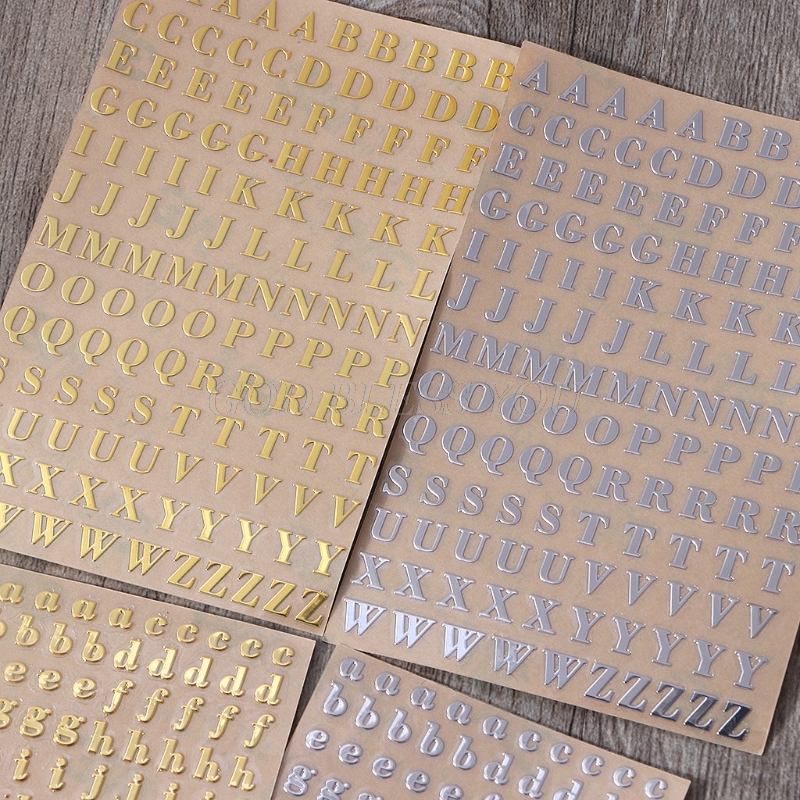 2 Sheets Metal Alphabet Uppercase Letter Lower Case Letters Self ...