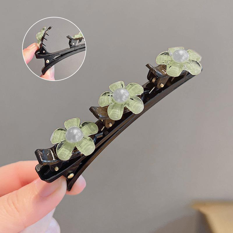 Flower Sparkling Crystal Butterfly Braided Hair Clips Four-Leaf Clover ...