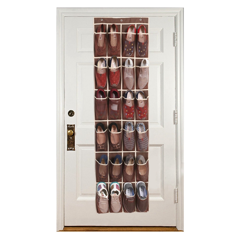 24 Pocket Shoe Organizer, Breathable Mesh,Over Door, Storage Rack Hangs ...