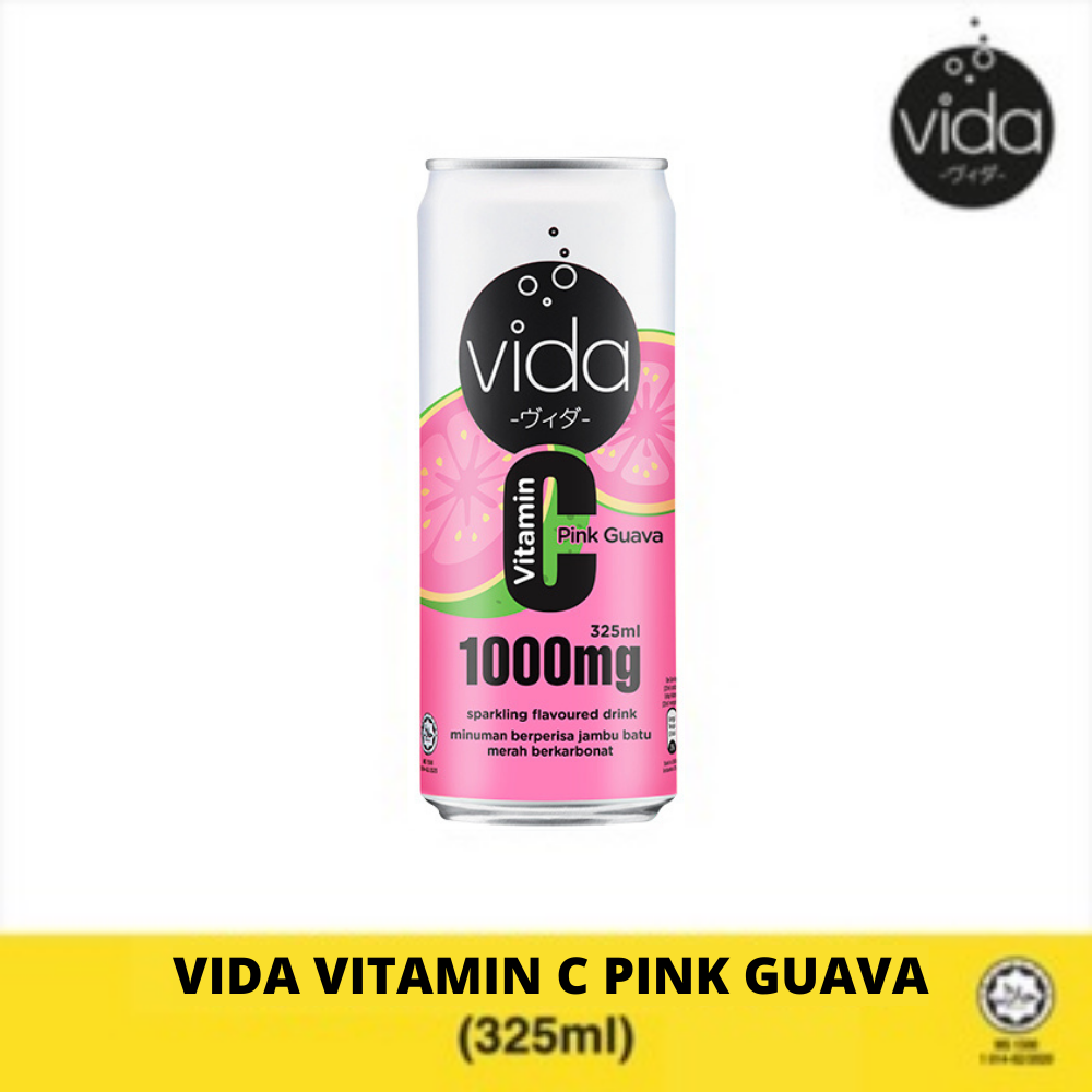 VIDA Vitamin C Sparkling - Pink Guava Flavour 325ml | Lazada