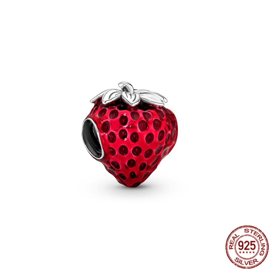 Hot 925 Sterling Silver Cherry Fruit Lemon Slice Strawberry Durian ...