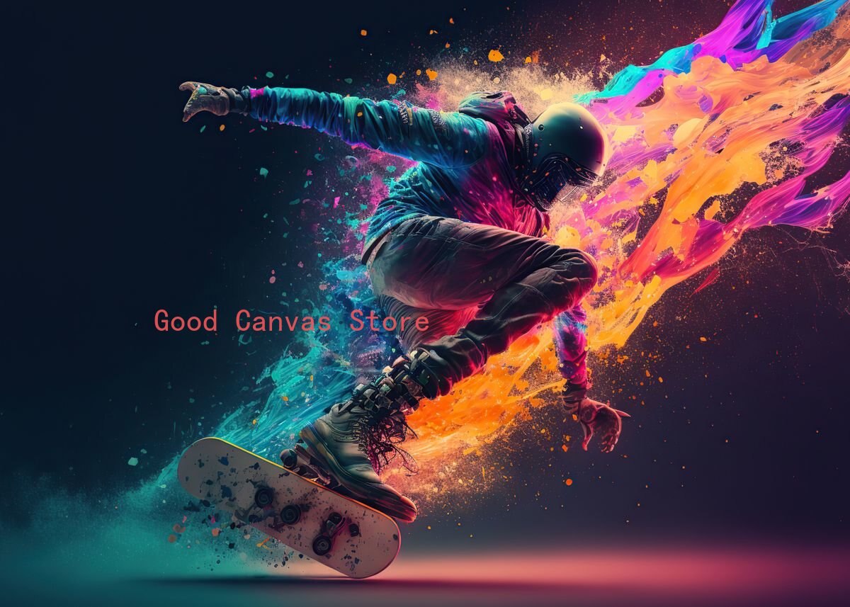 Abstract Winter Sports Snowboard Art Posters - Skiing Canvas Painting ...