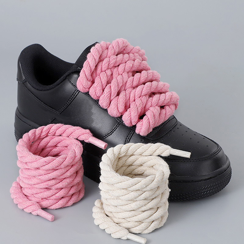 2Pcs Round Thick Rope Laces Polyester Cotton Laces 120cm Length Bold ...