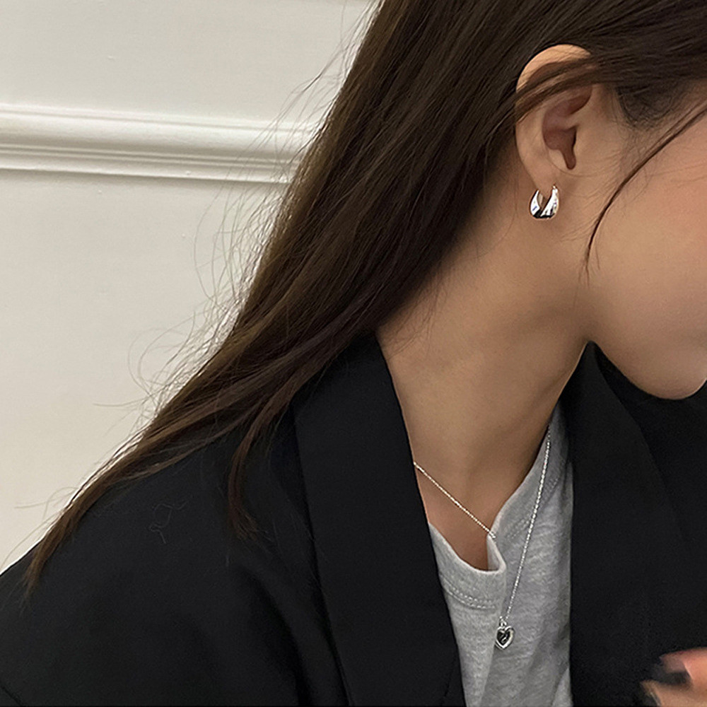 Retro Gold Metal Women French Geometry Hoop Earrings Plain Loop Earrings Simple Fashion Jewelry ...