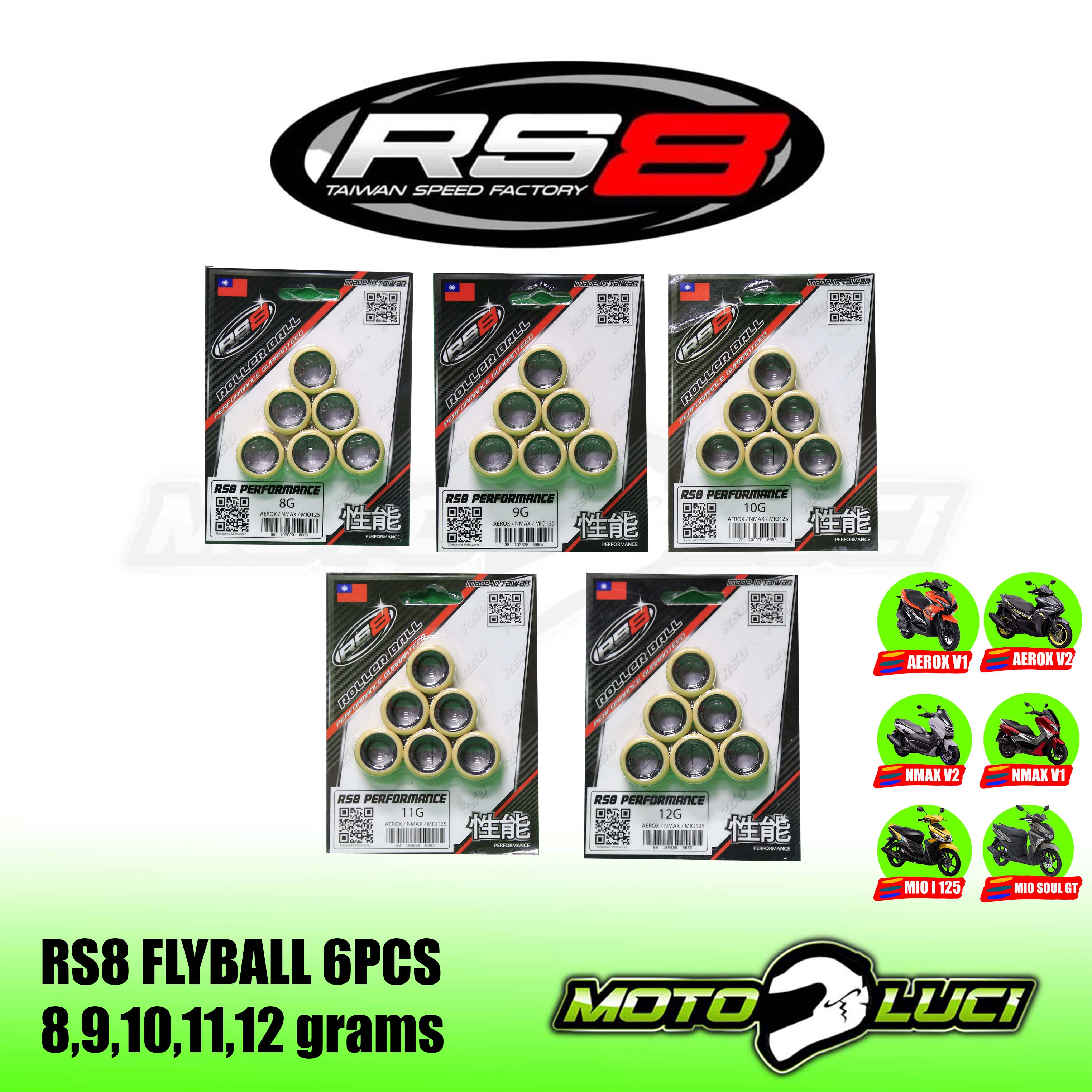 RS8 FLYBALL (NMAX / AEROX/ MIO I 125) 8/9/10/11/12GRAMS | Lazada PH